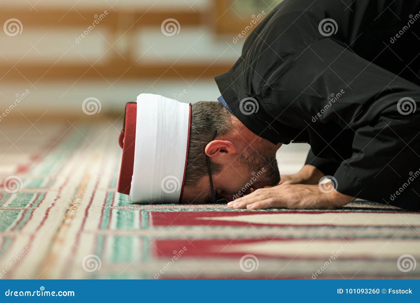 Young Imam Praying Inside of Beautiful Mosque Stock Photo - Image of ...