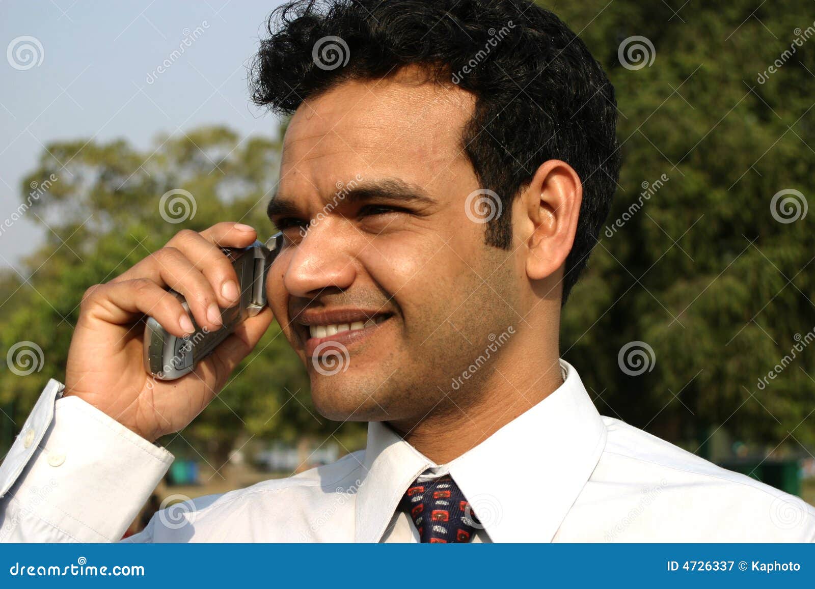 Young Indian Business Man on Mobile Stock Image - Image of happy ...