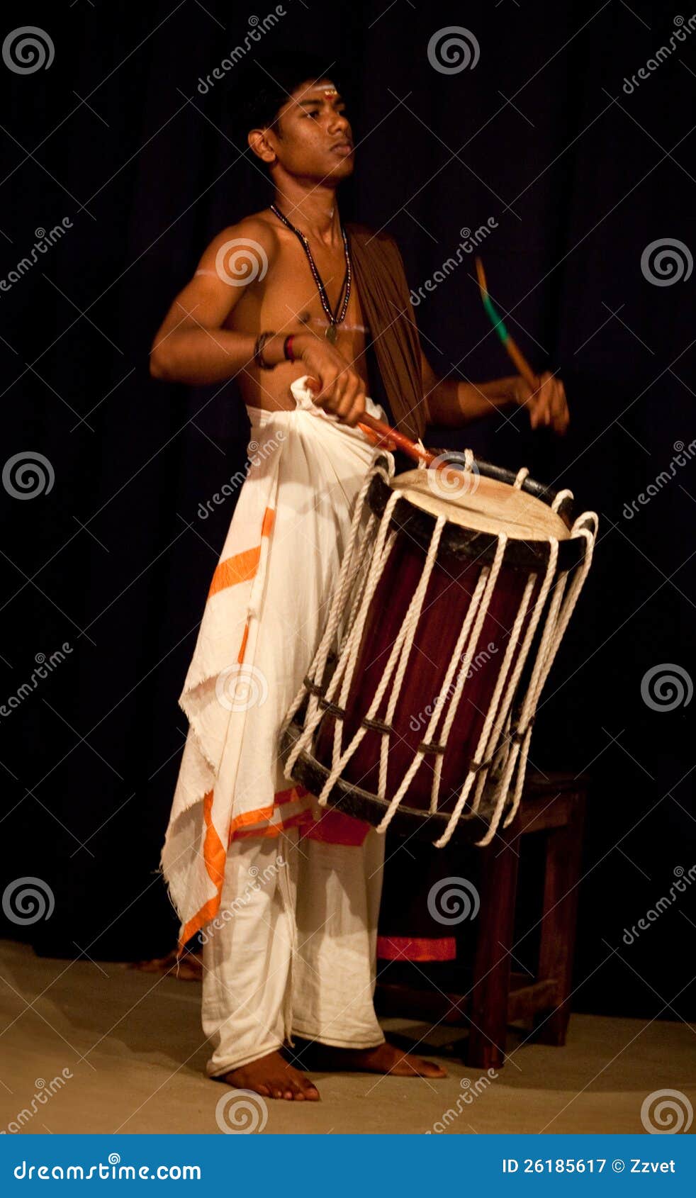 Indian Drummer In Traditional Clothes Playing In Desert Editorial Image ...
