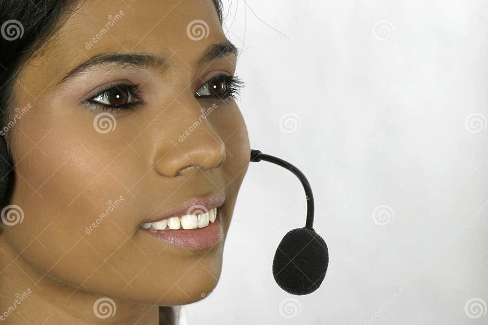 Young Indian Female Helpdesk Operator Stock Image - Image of hotline ...