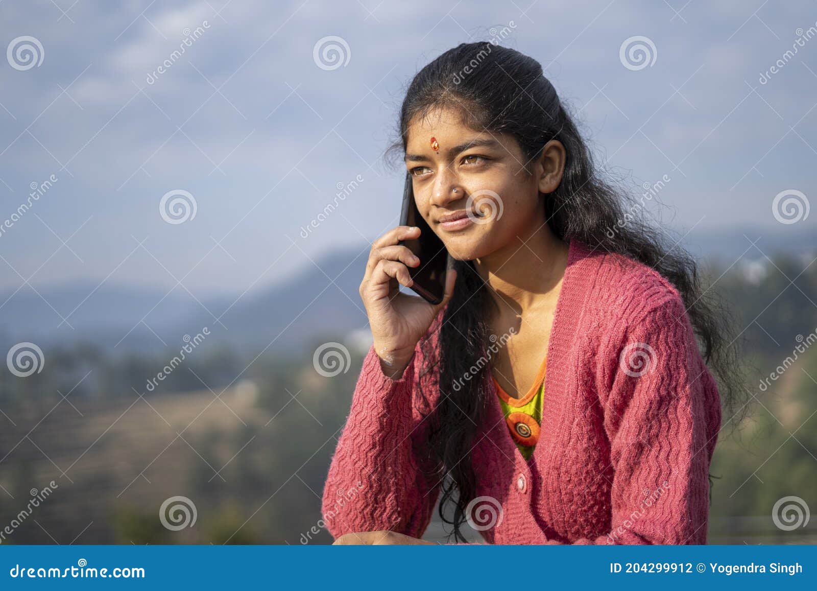 Young Indian Girl Talking Over Phone Stock Photo - Image of lady ...