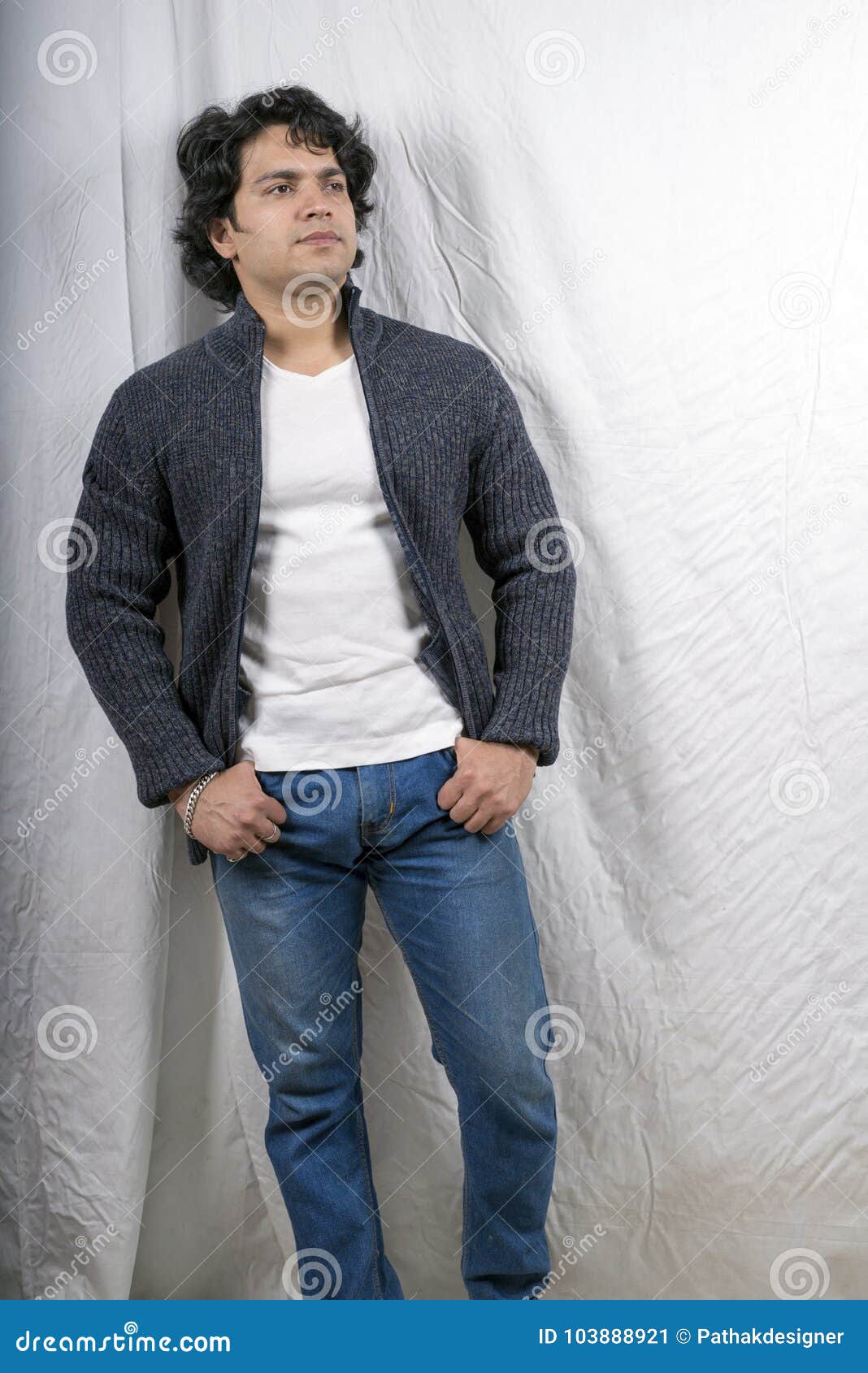 Young Indian Male Model Wearing Sweater Stock Image - Image of calm ...