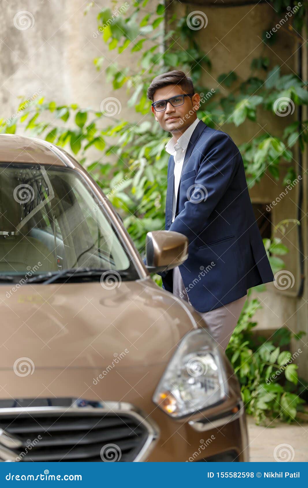 Young Indian Man with His Car Stock Photo - Image of modern, automobile ...