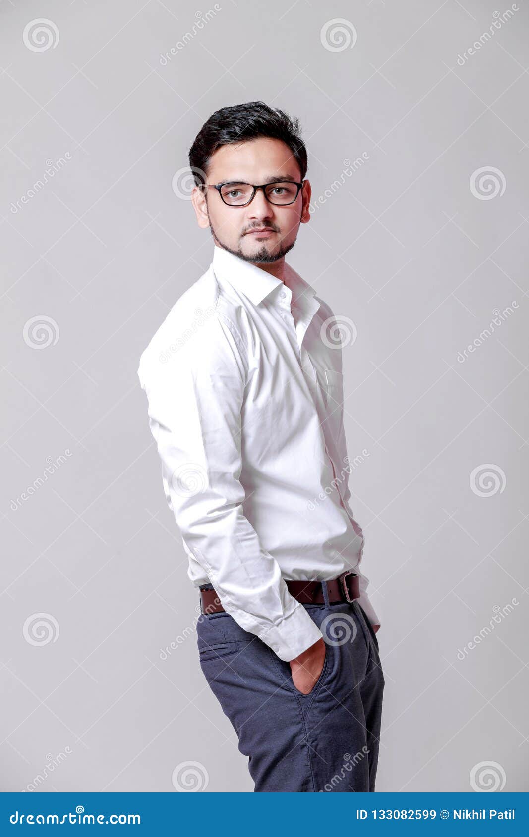 Young Indian Man Standing Over White Background Stock Image - Image of ...