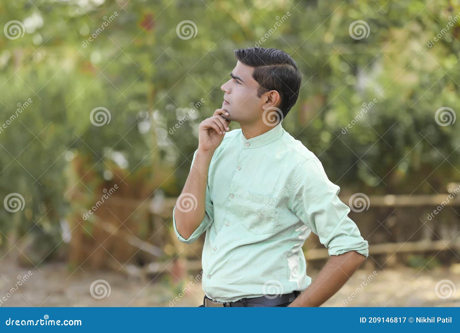 Young Indian Man Thinking Some Idea Stock Image - Image of looking ...