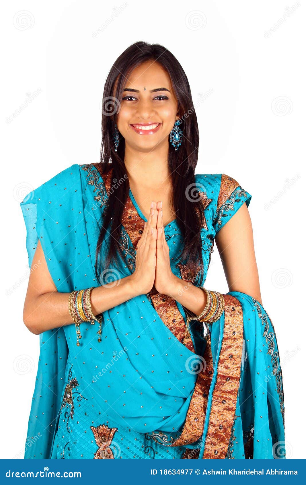 Young Indian in a Namaste(greeting) Pose. Stock Image - Image of female ...
