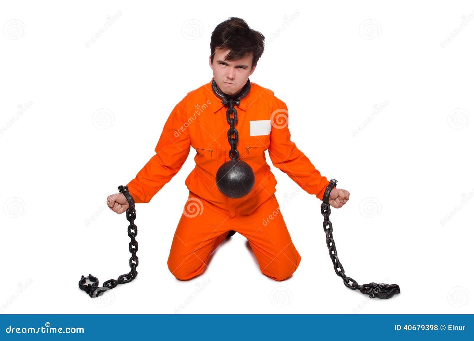 Young inmate with chains stock photo. Image of cutout - 40679398