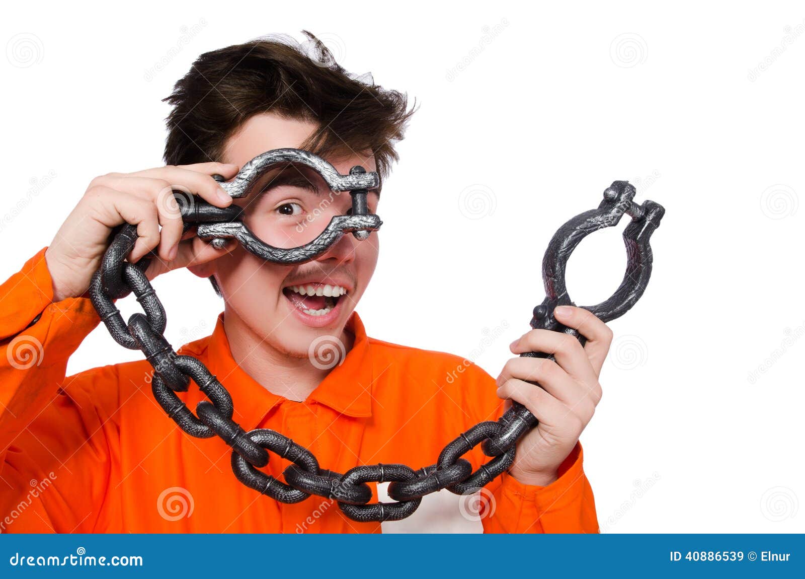Young inmate with chains stock image. Image of isolated - 40886539