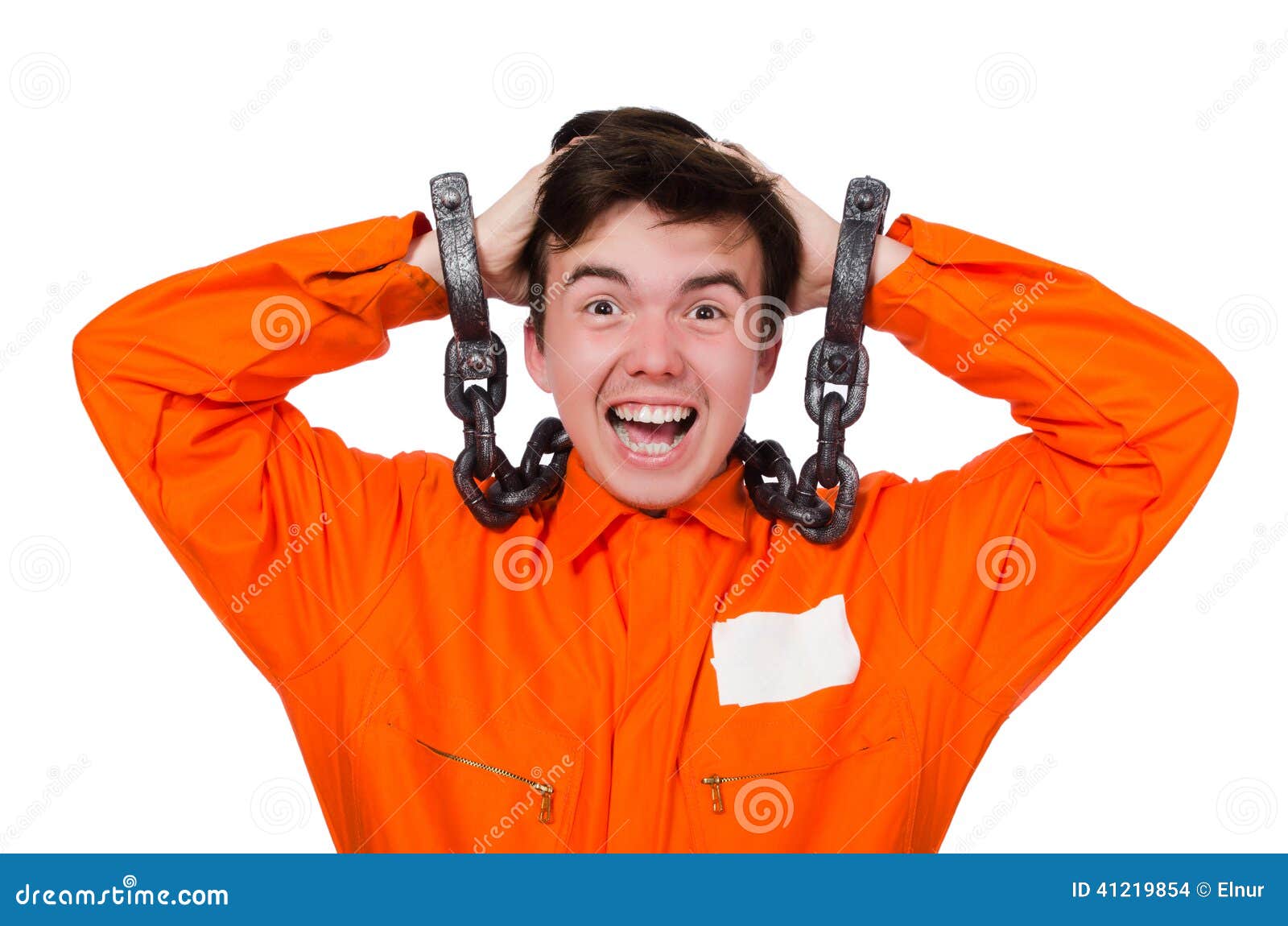 Young Inmate with Chains Isolated Stock Photo - Image of cutout, chains ...