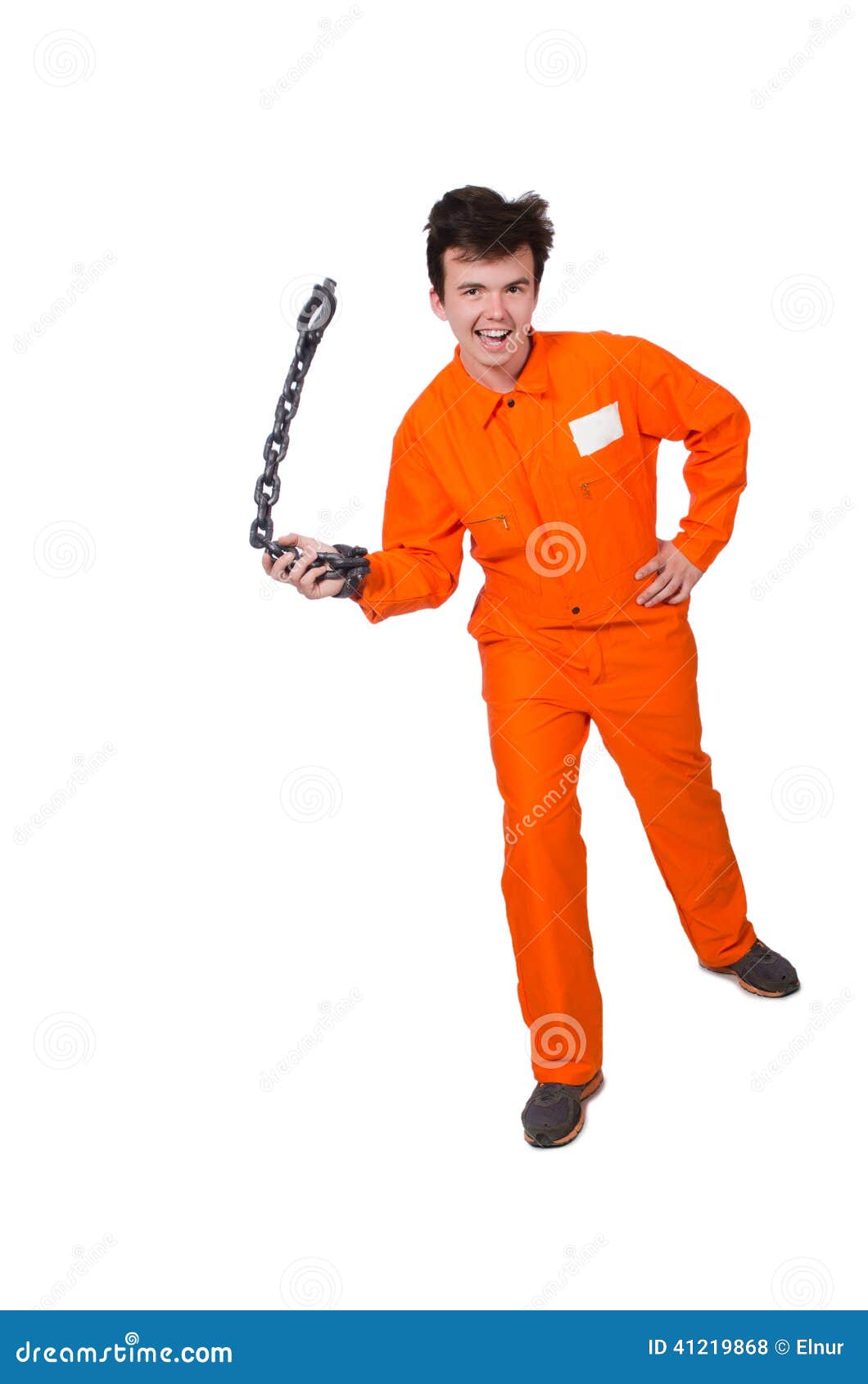 Young Inmate with Chains Isolated Stock Photo - Image of captive ...
