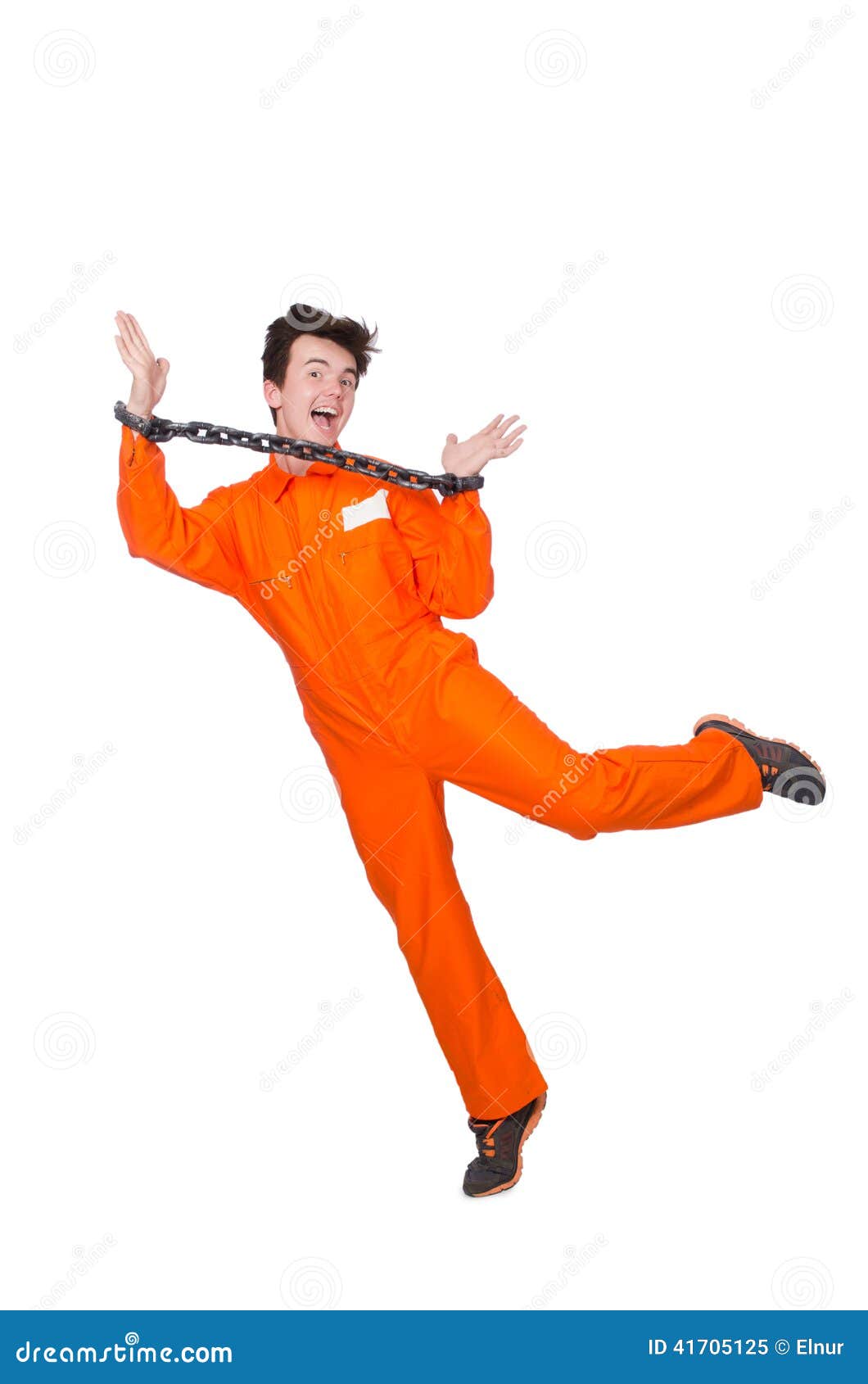 Young Inmate with Chains Isolated Stock Image - Image of convict ...