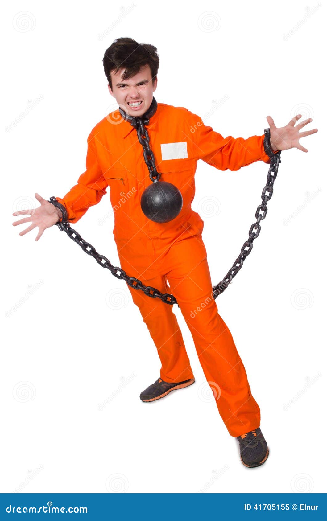 Young Inmate with Chains Isolated Stock Image - Image of ball, freedom ...