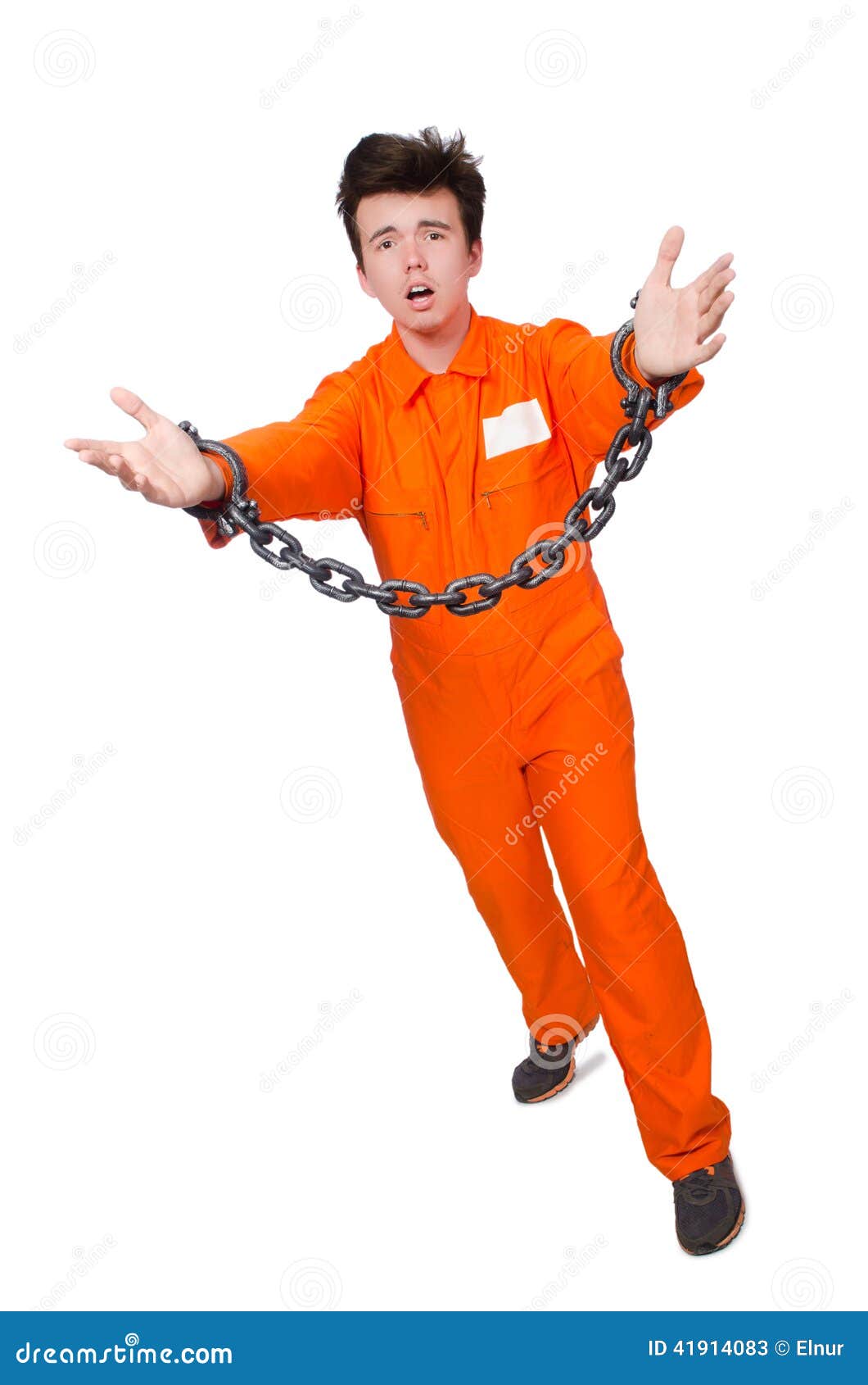 Young Inmate with Chains Isolated Stock Image - Image of detention ...