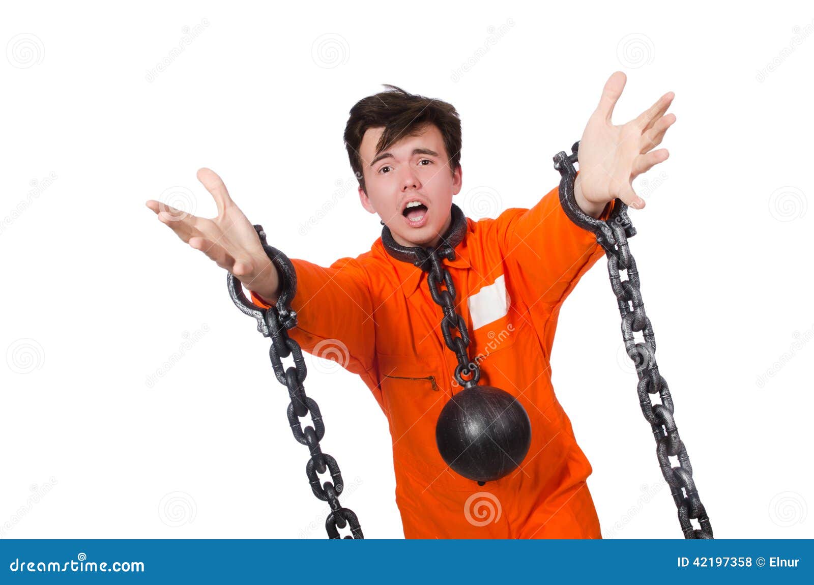Young Inmate with Chains Isolated Stock Photo - Image of isolated ...