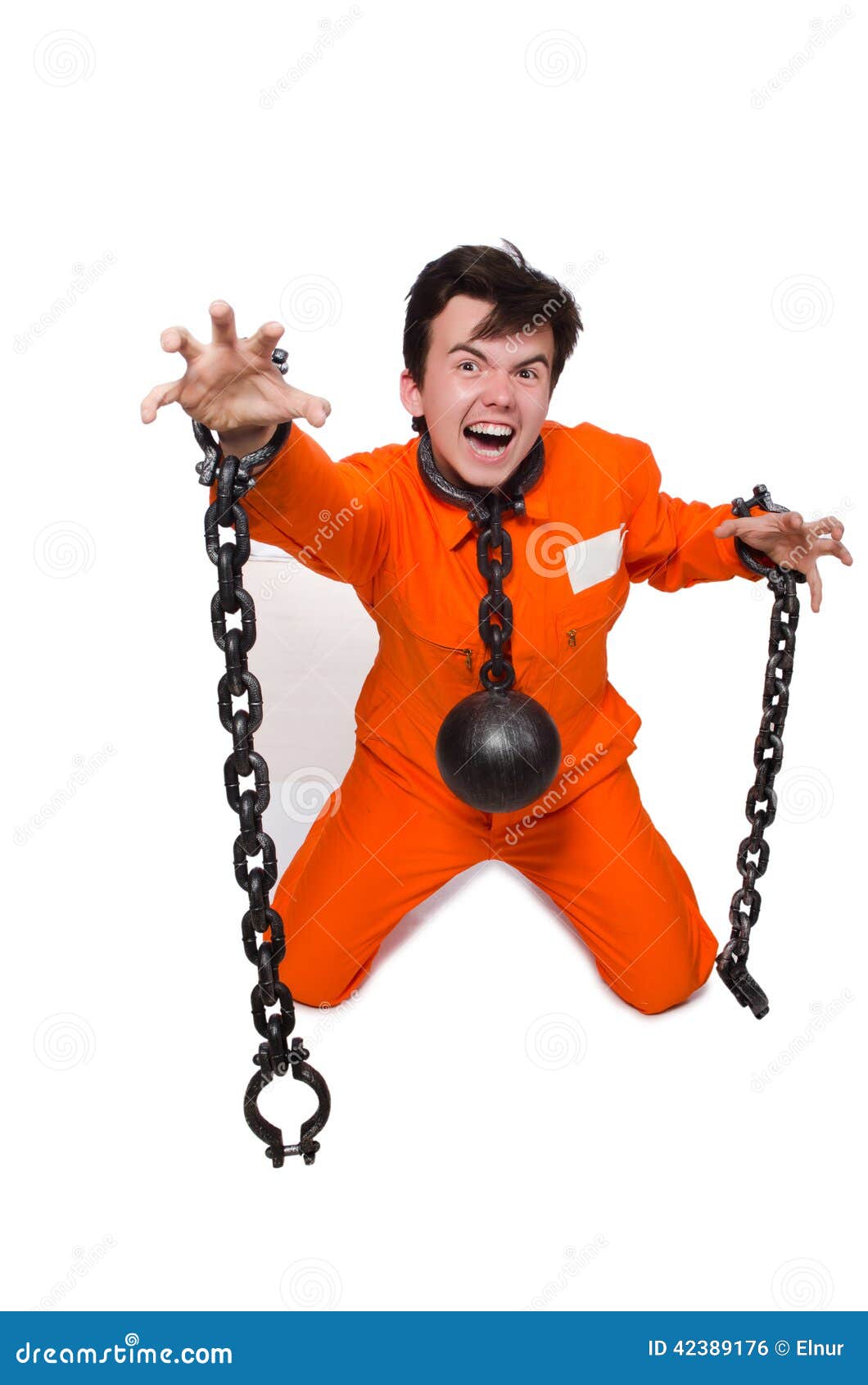 Young Inmate with Chains Isolated Stock Photo - Image of cuff, chain ...