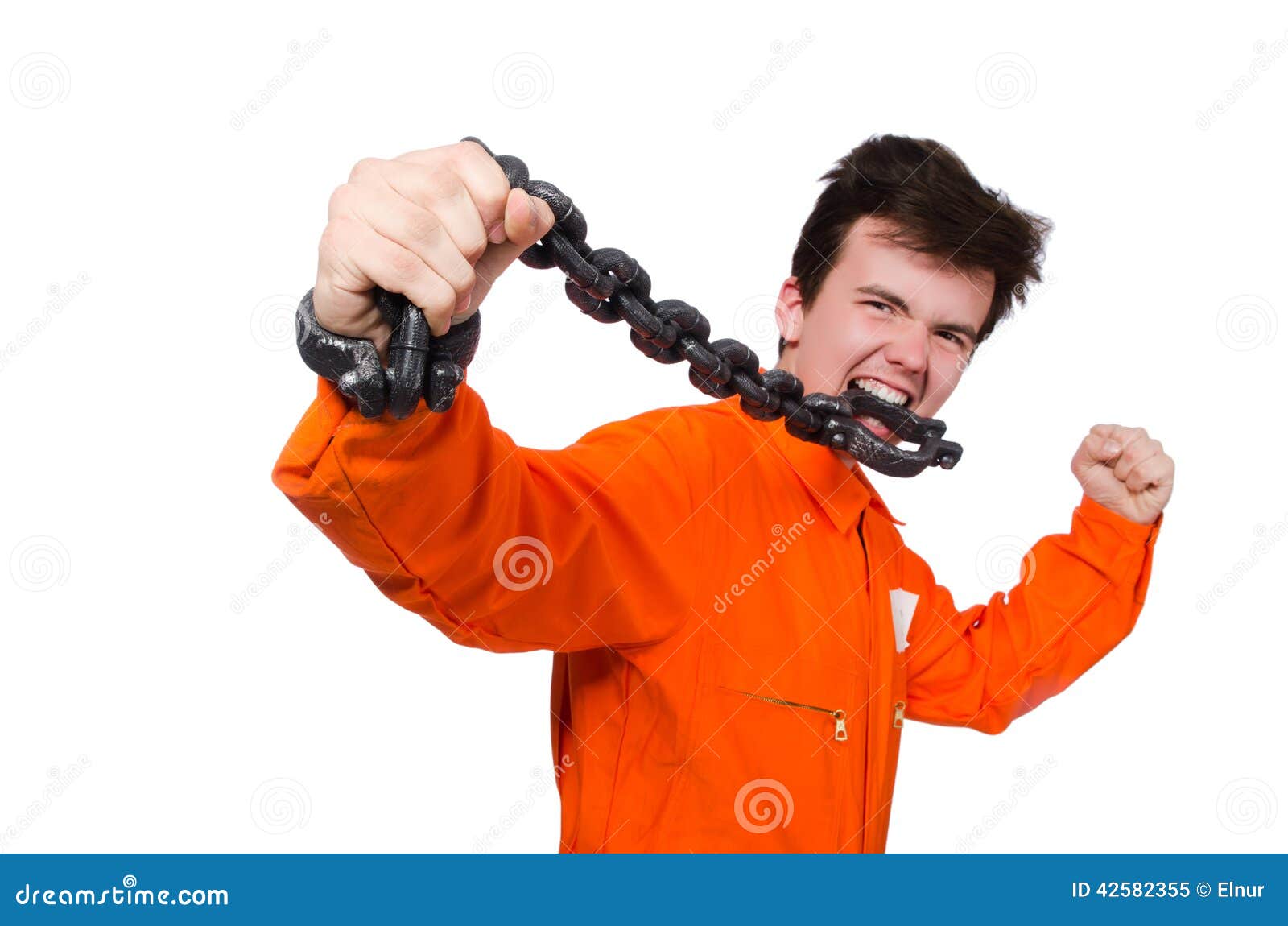 Young Inmate with Chains Isolated Stock Image - Image of hand ...