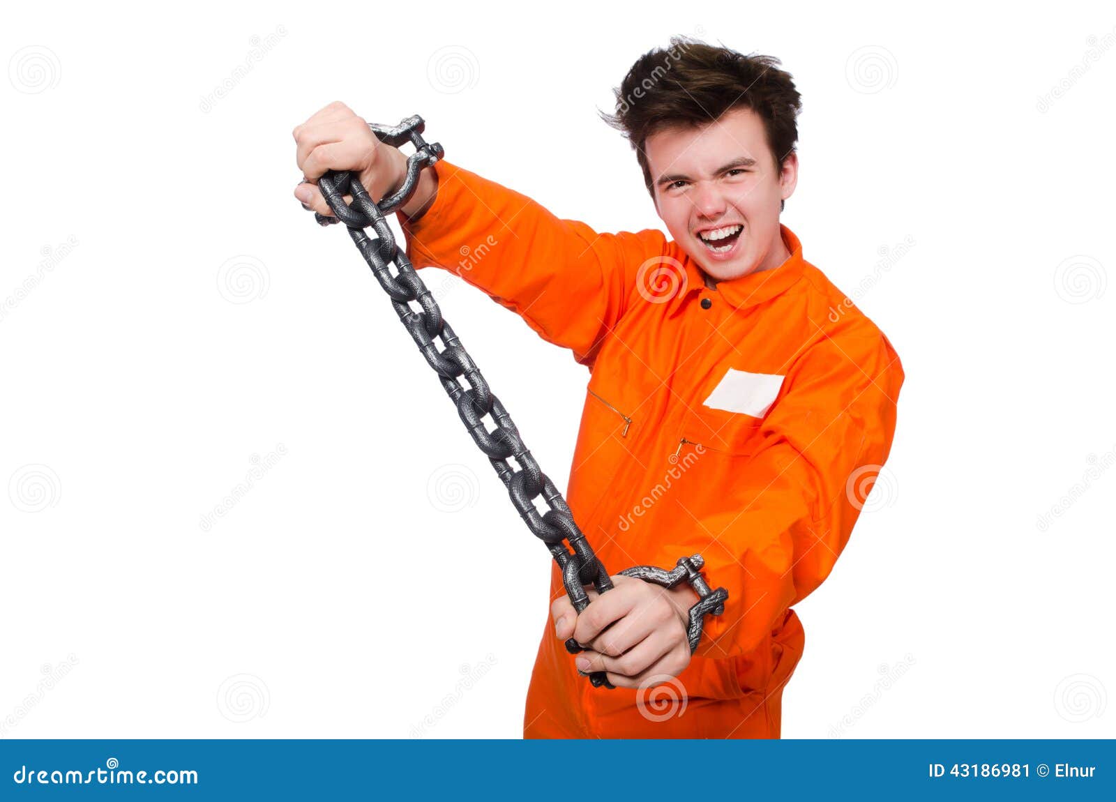 Young Inmate with Chains Isolated Stock Image - Image of isolated, cuff ...