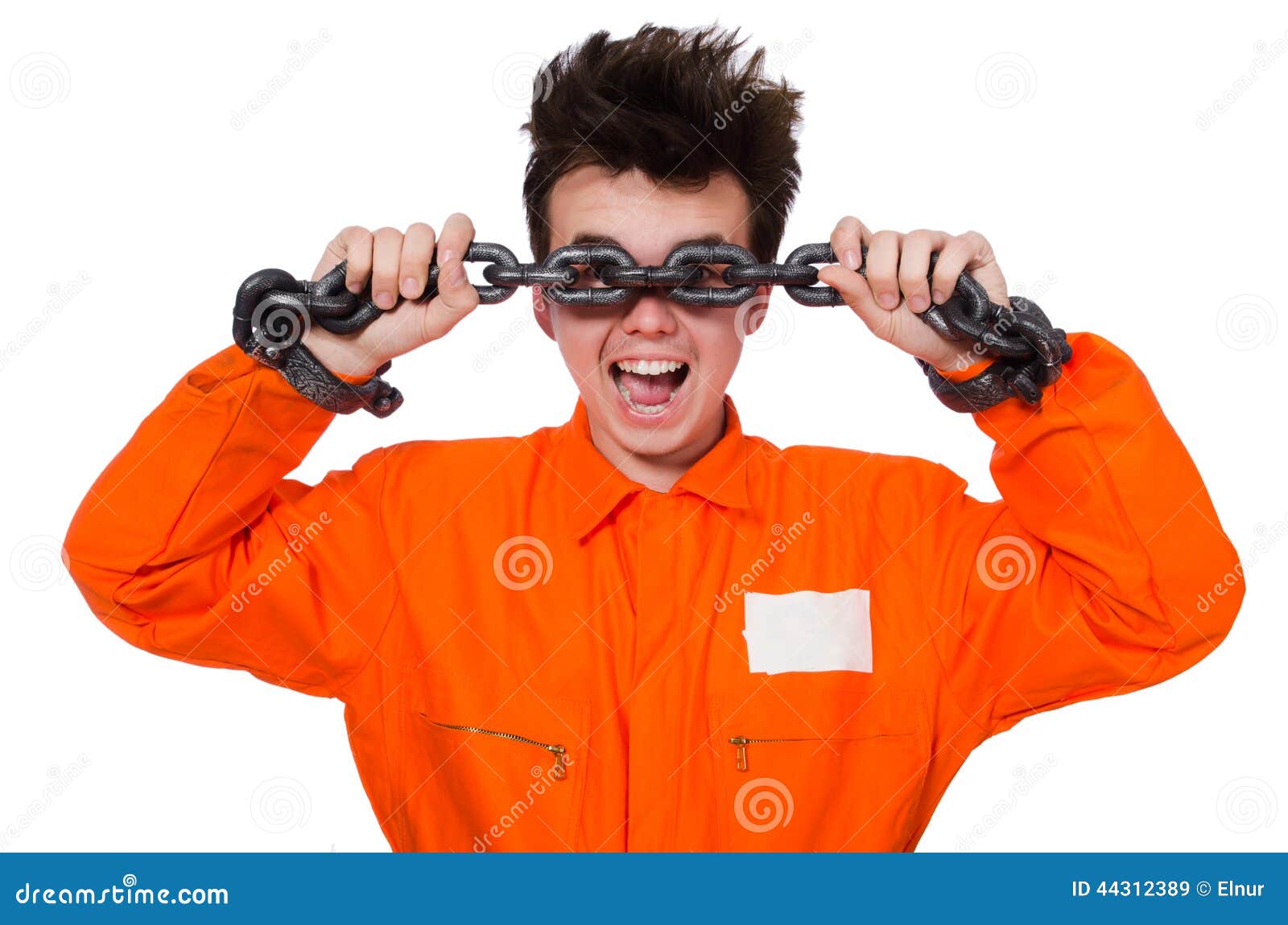 Young Inmate with Chains Isolated Stock Image - Image of detention ...