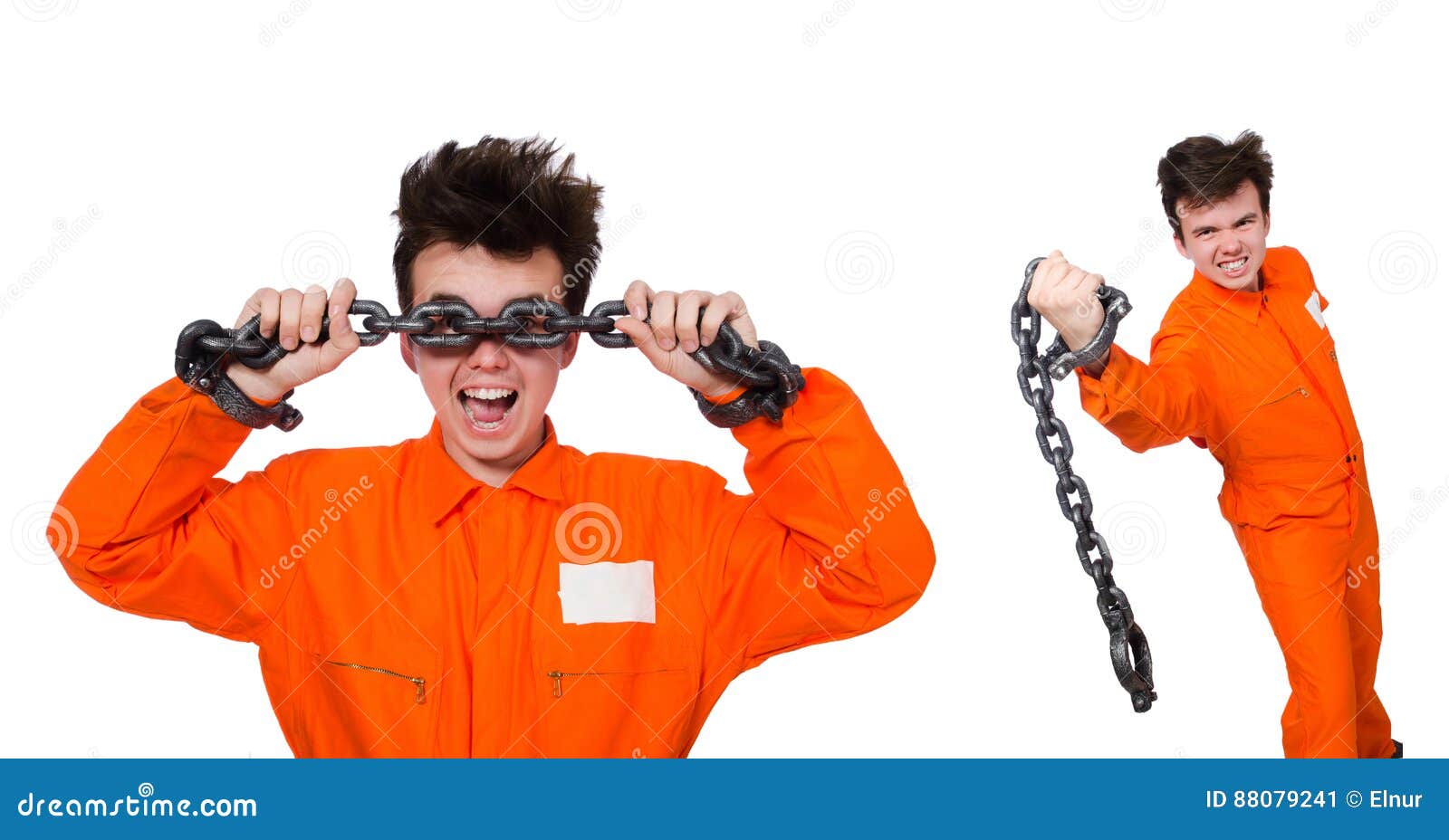 The Young Inmate with Chains Isolated on the White Stock Image - Image ...