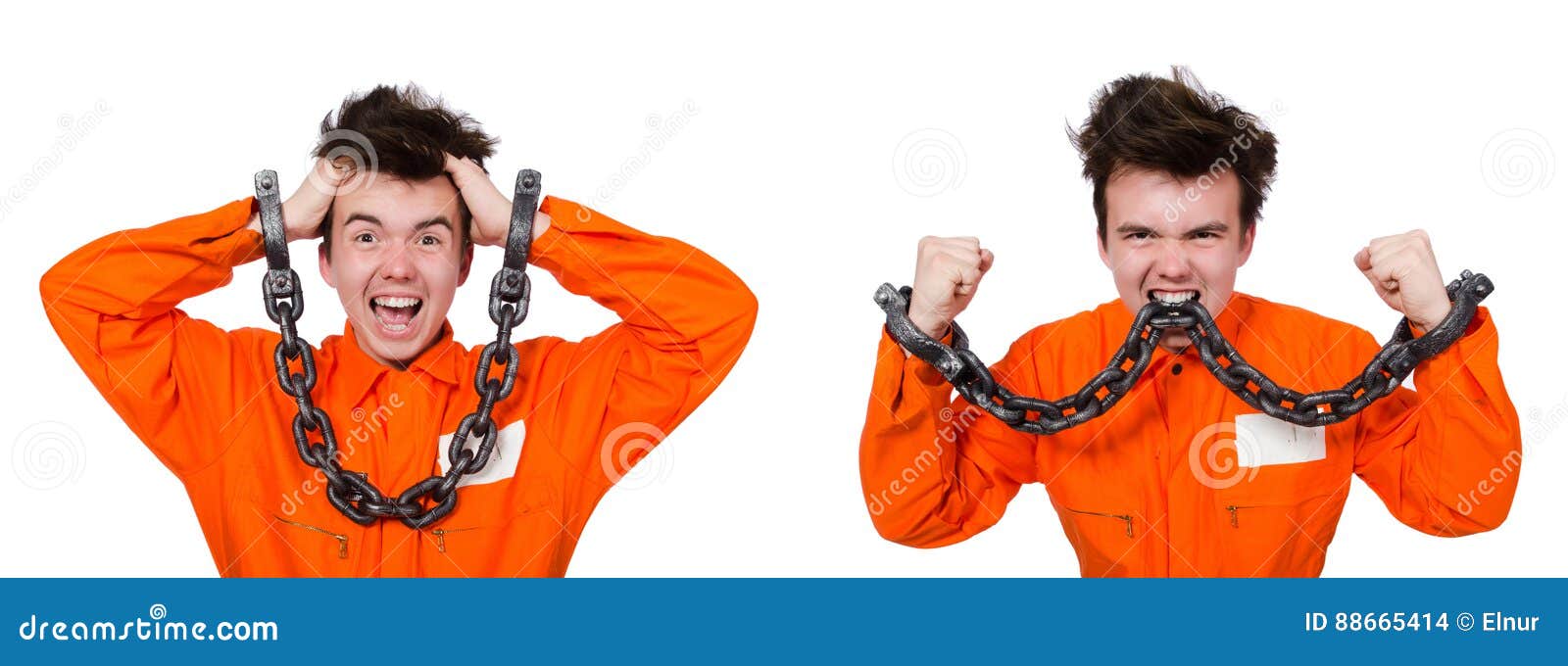 The Young Inmate with Chains Isolated on the White Stock Photo - Image ...