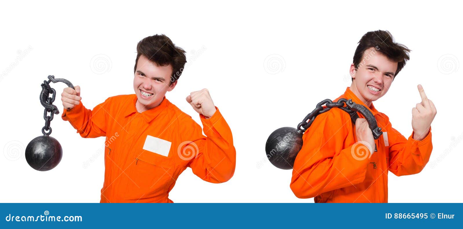The Young Inmate with Chains Isolated on the White Stock Image - Image ...