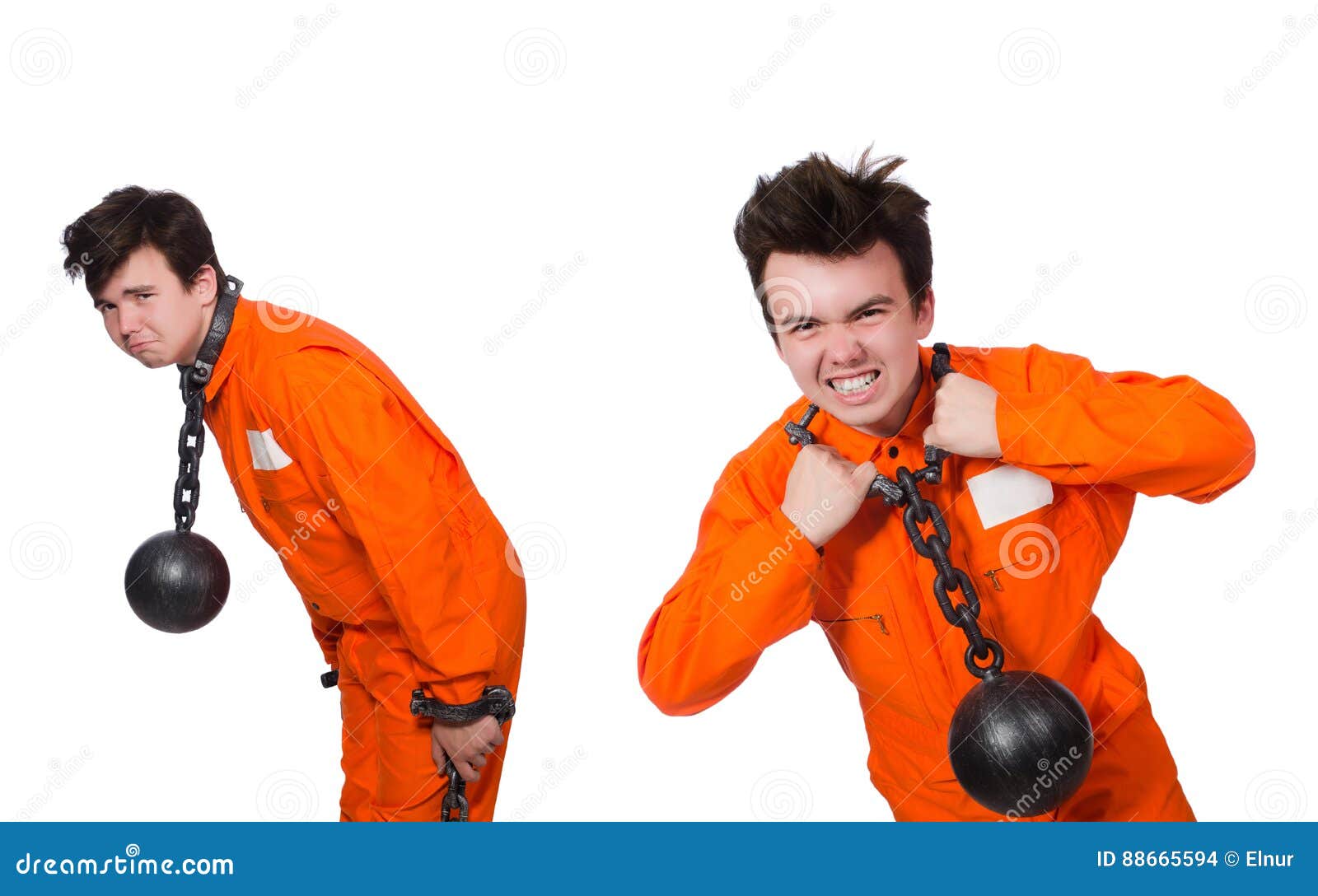 The Young Inmate with Chains Isolated on the White Stock Photo - Image ...