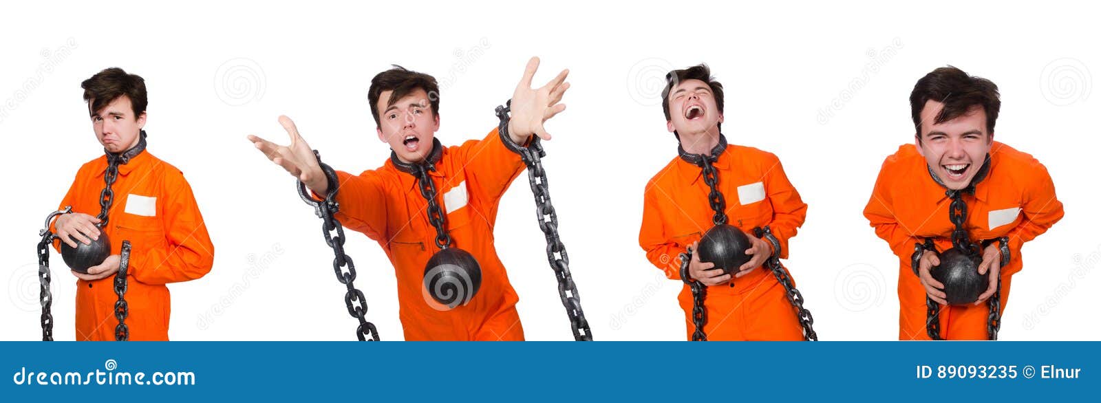 The Young Inmate with Chains Isolated on the White Stock Image - Image ...