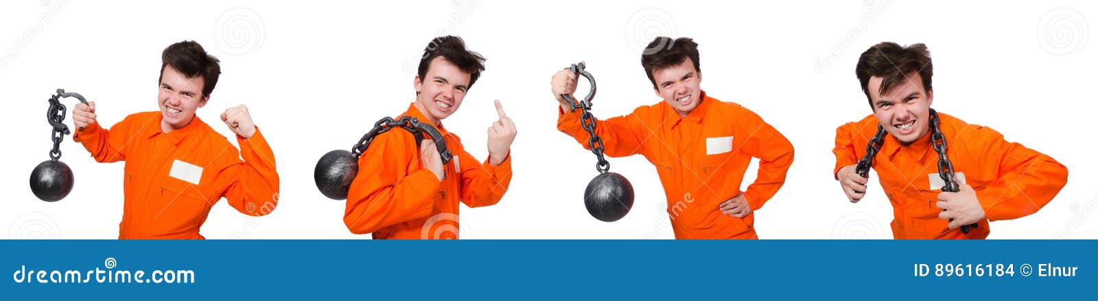 The Young Inmate with Chains Isolated on the White Stock Photo - Image ...