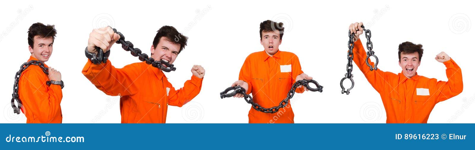 The Young Inmate with Chains Isolated on the White Stock Image - Image ...