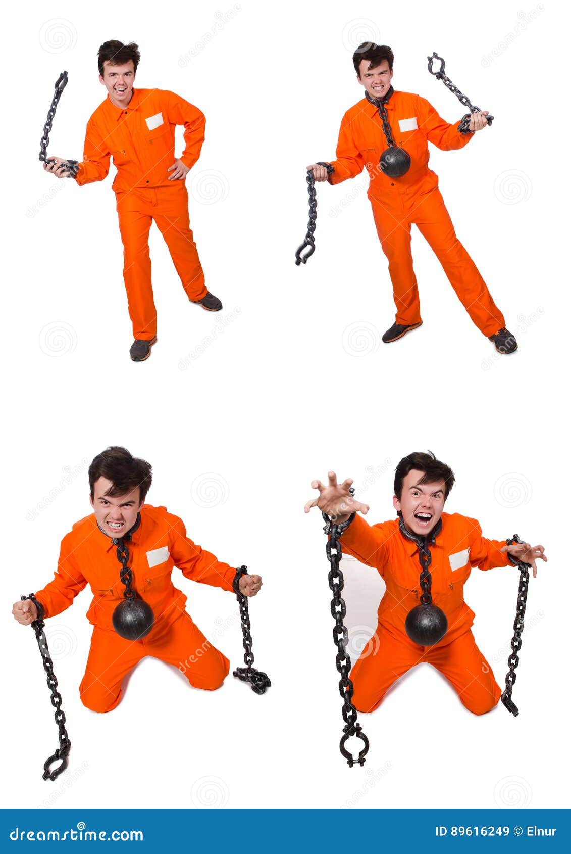 The Young Inmate with Chains Isolated on the White Stock Image - Image ...