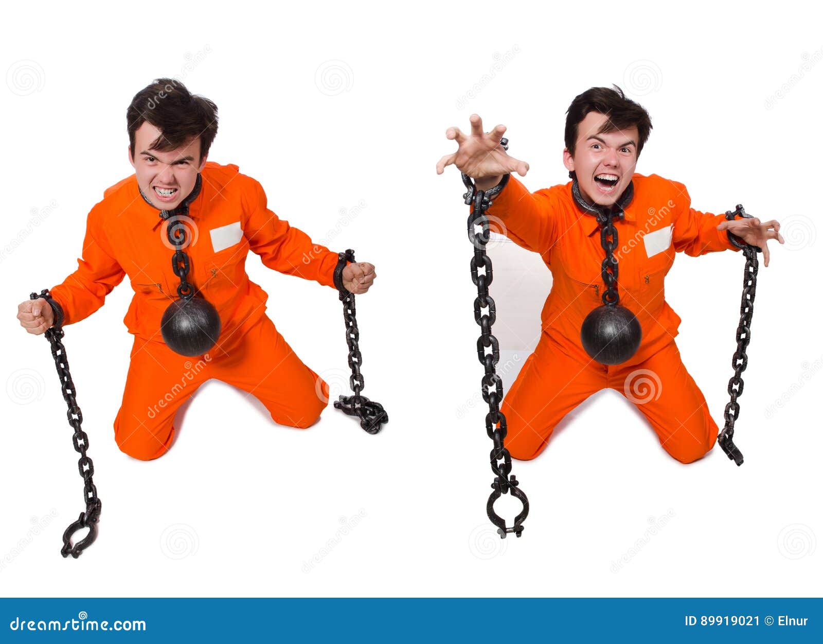 The Young Inmate with Chains Isolated on the White Stock Image - Image ...
