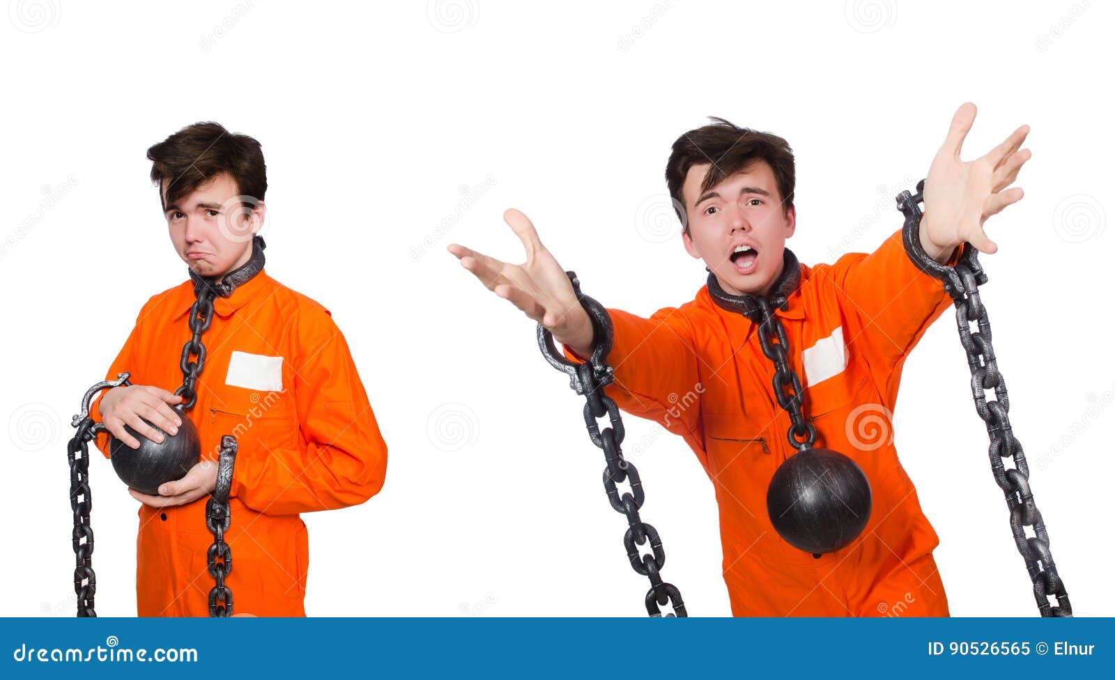 The Young Inmate with Chains Isolated on the White Stock Image - Image ...