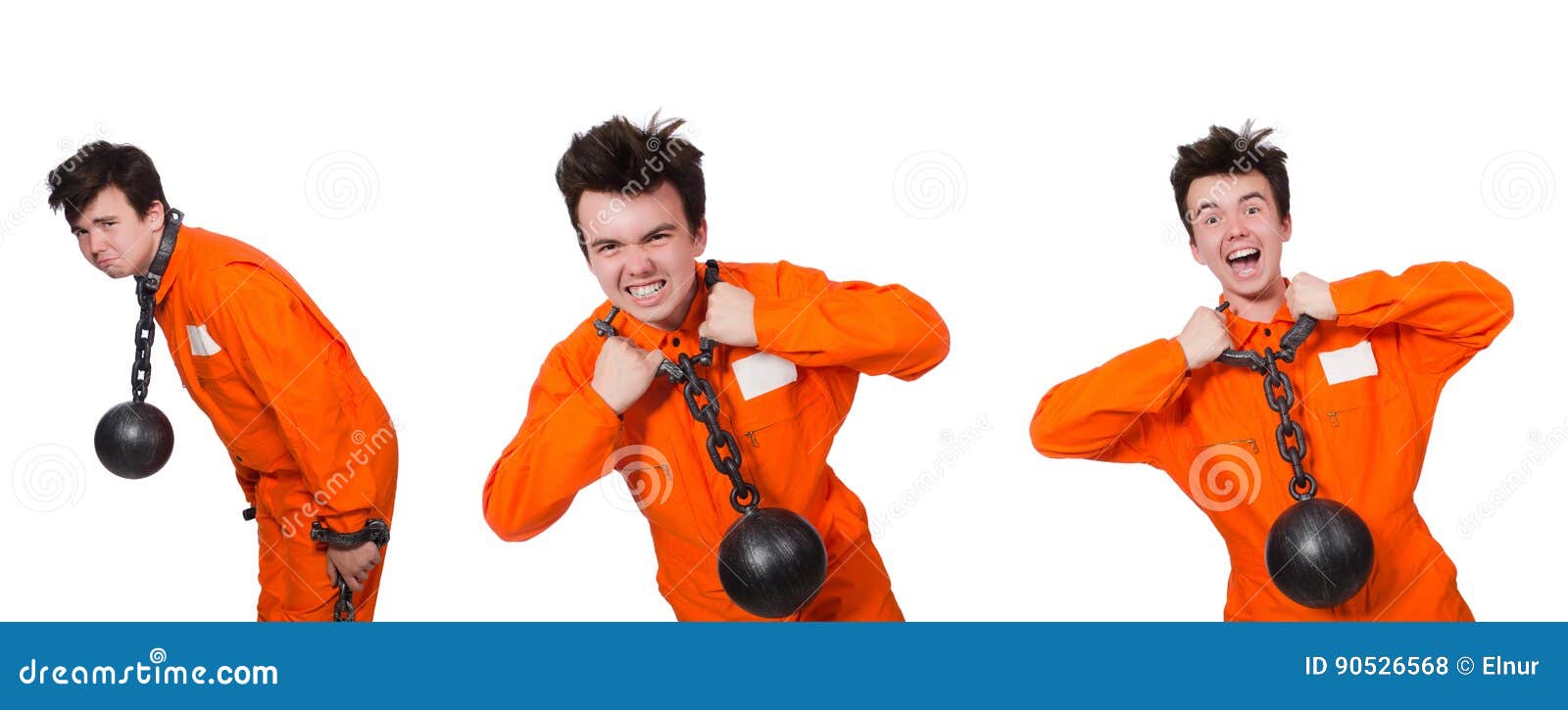The Young Inmate with Chains Isolated on the White Stock Photo - Image ...