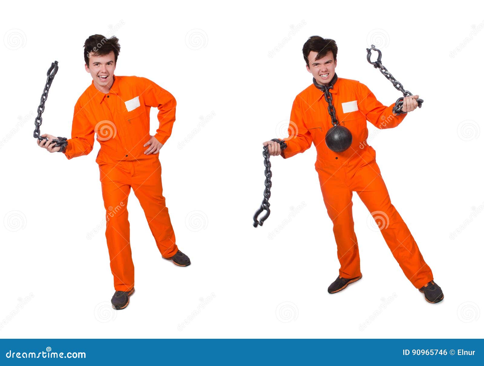 The Young Inmate with Chains Isolated on the White Stock Photo - Image ...