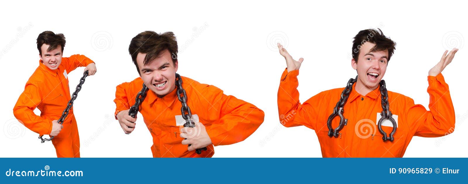 The Young Inmate with Chains Isolated on the White Stock Image - Image ...