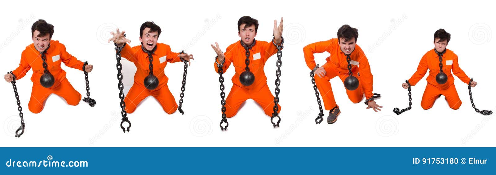 The Young Inmate with Chains Isolated on the White Stock Photo - Image ...
