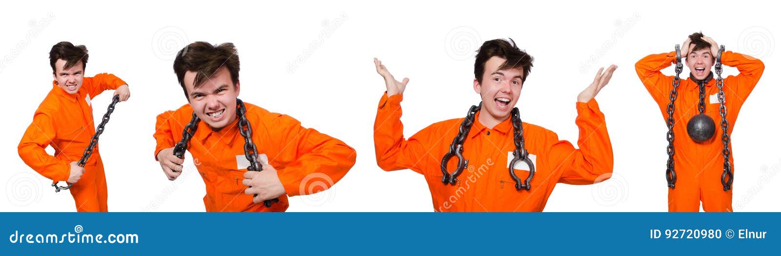 The Young Inmate with Chains Isolated on the White Stock Photo - Image ...