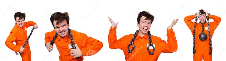 The Young Inmate with Chains Isolated on the White Stock Photo - Image ...