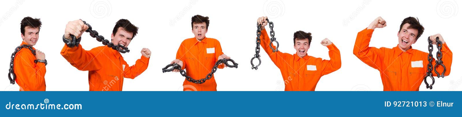 The Young Inmate with Chains Isolated on the White Stock Image - Image ...