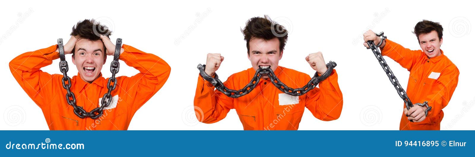 The Young Inmate with Chains Isolated on the White Stock Image - Image ...