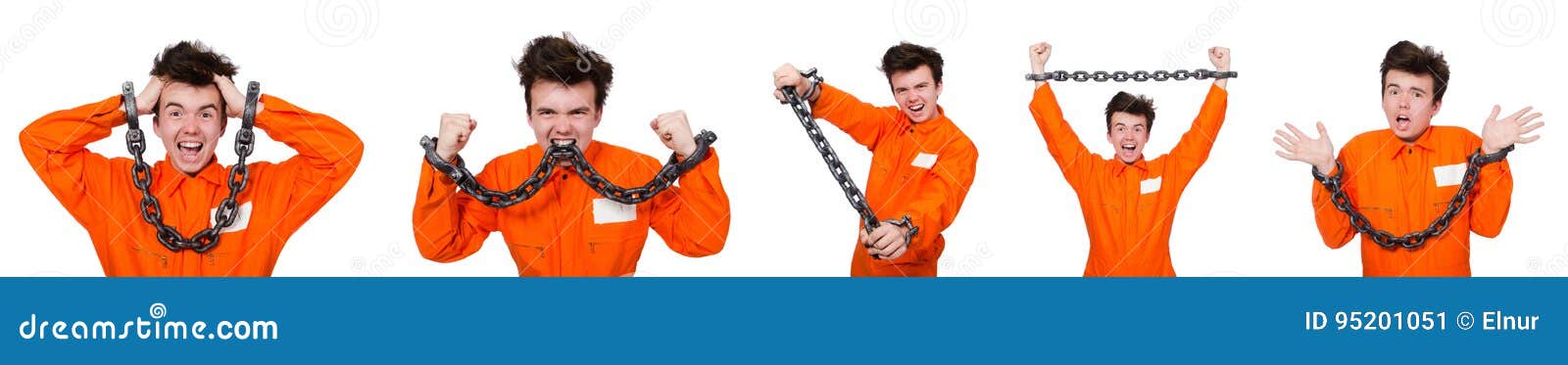 The Young Inmate with Chains Isolated on the White Stock Image - Image ...