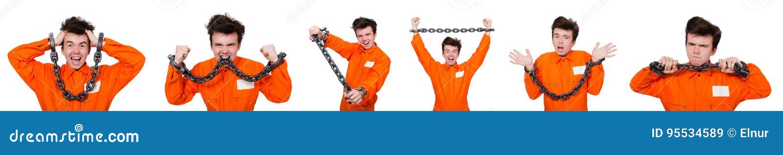 The Young Inmate with Chains Isolated on the White Stock Image - Image ...