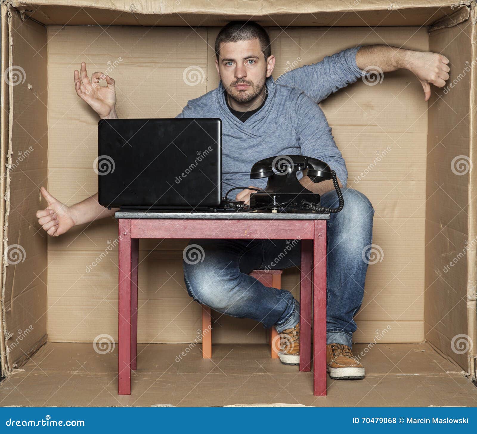 Young Intern Shows Gestures Hands Stock Photo - Image of intern, place ...