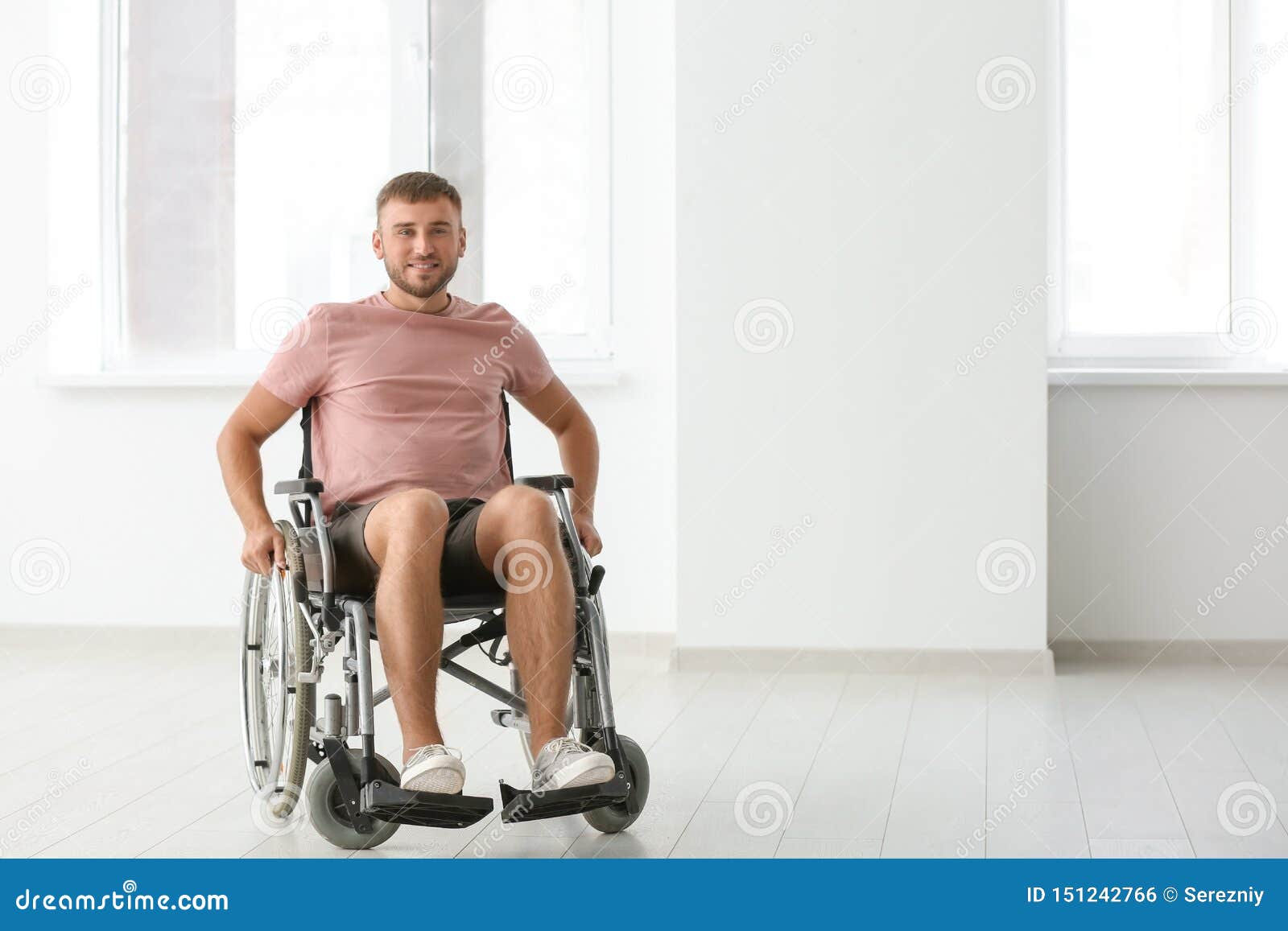 Young Invalid Man in Empty Room Stock Photo - Image of medical ...