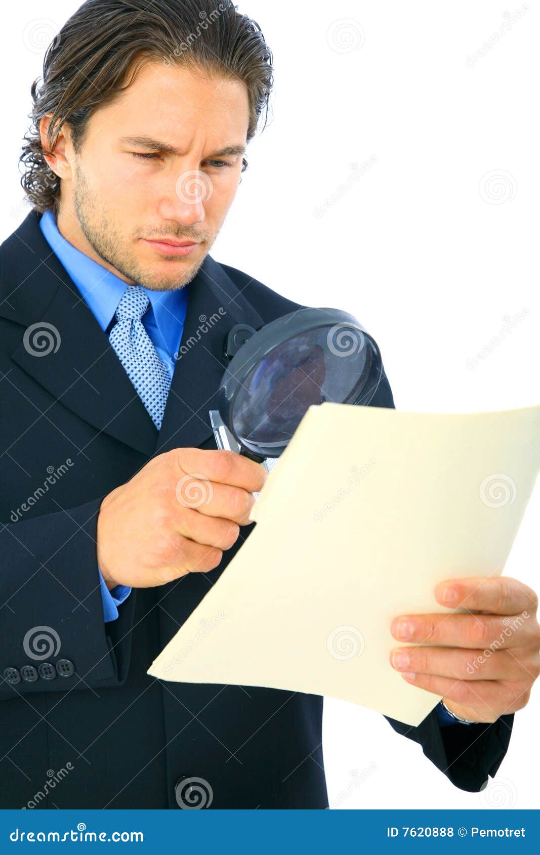 Young Investigator Looking at Folder Stock Photo - Image of ...