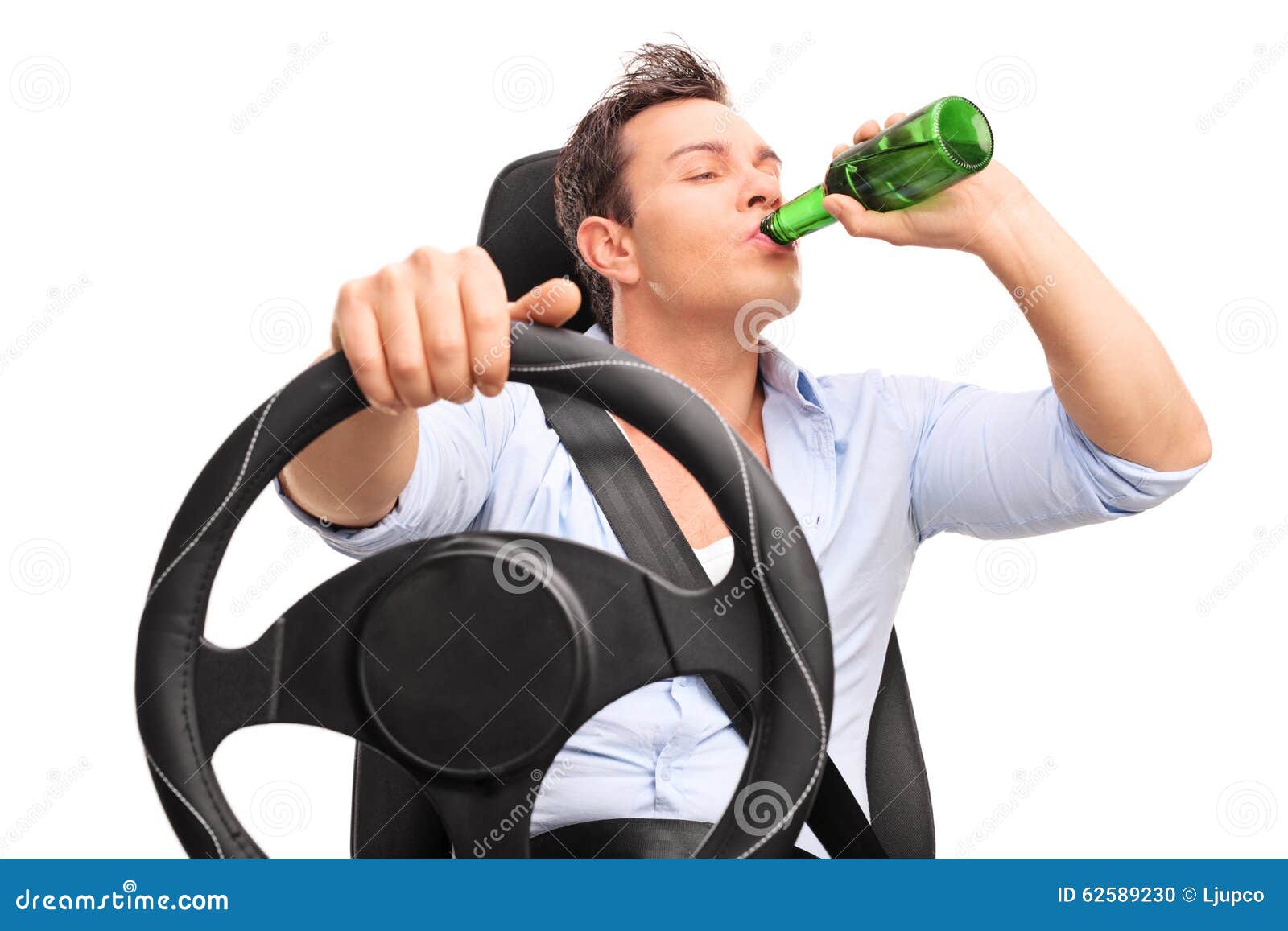 Young Irresponsible Man Driving and Drinking a Beer Stock Photo - Image ...