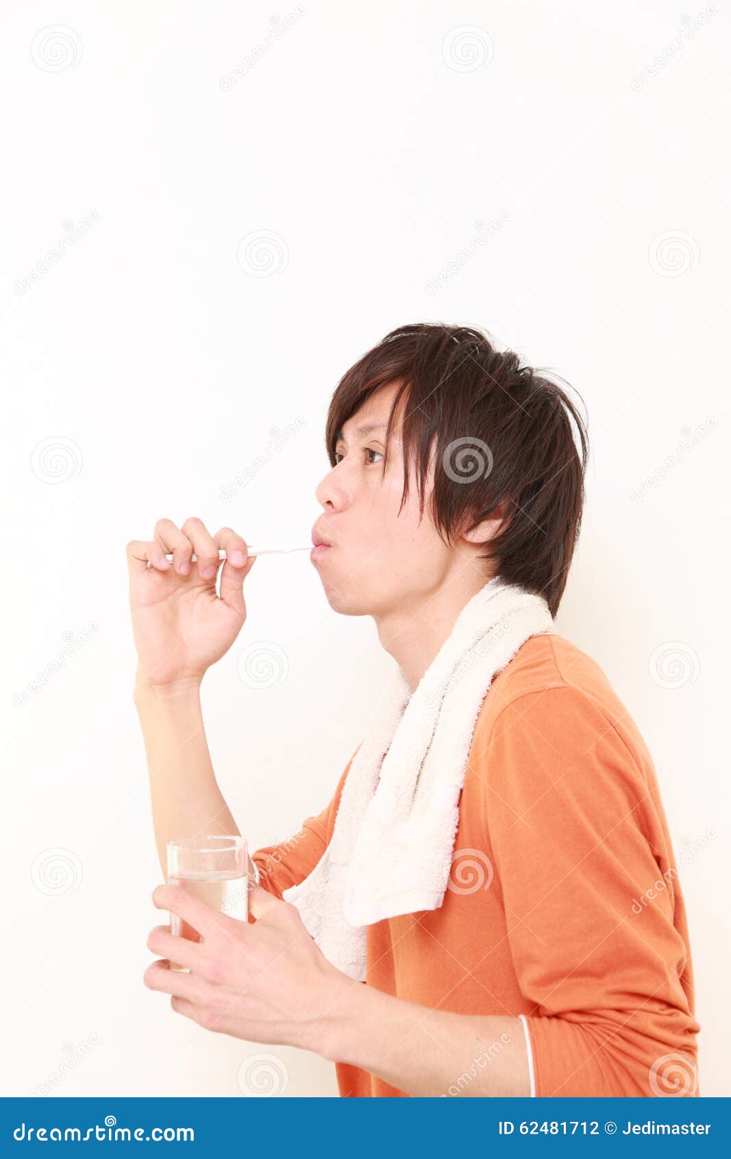 Young Japanese Man Brushes Teeth Stock Photo - Image of teeth, japanese ...