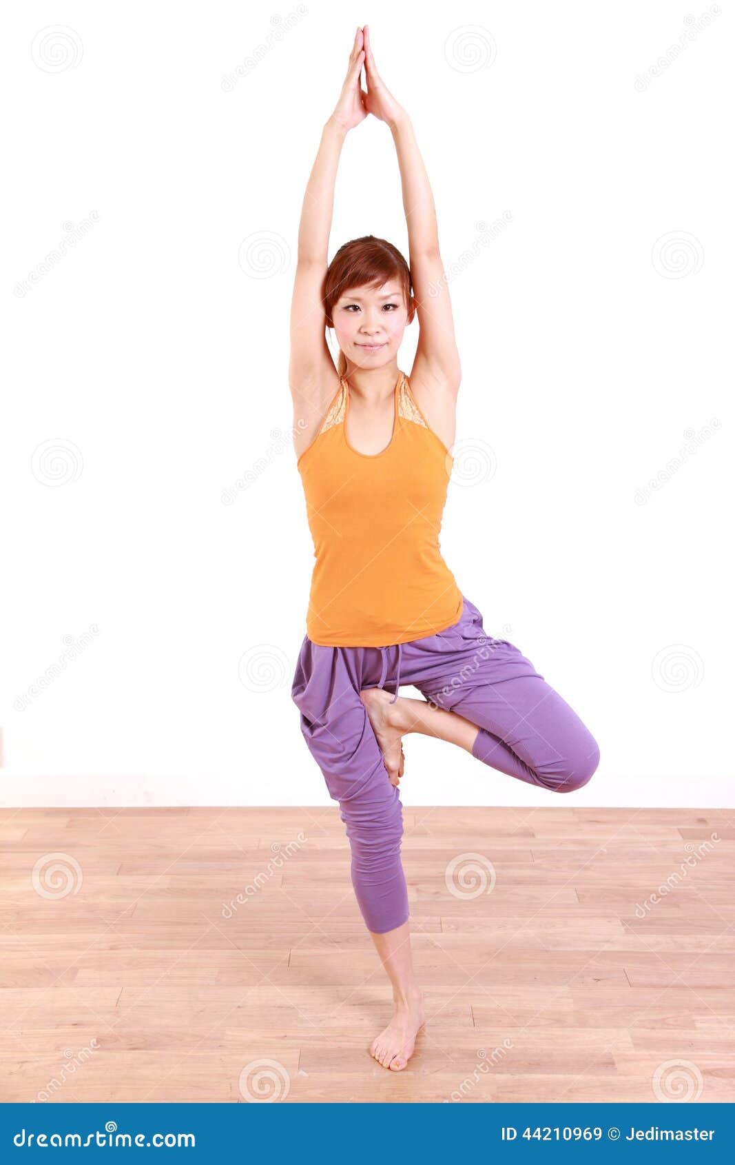 Young Japanese Woman Doing YOGA Tree Pose Stock Image - Image of ...
