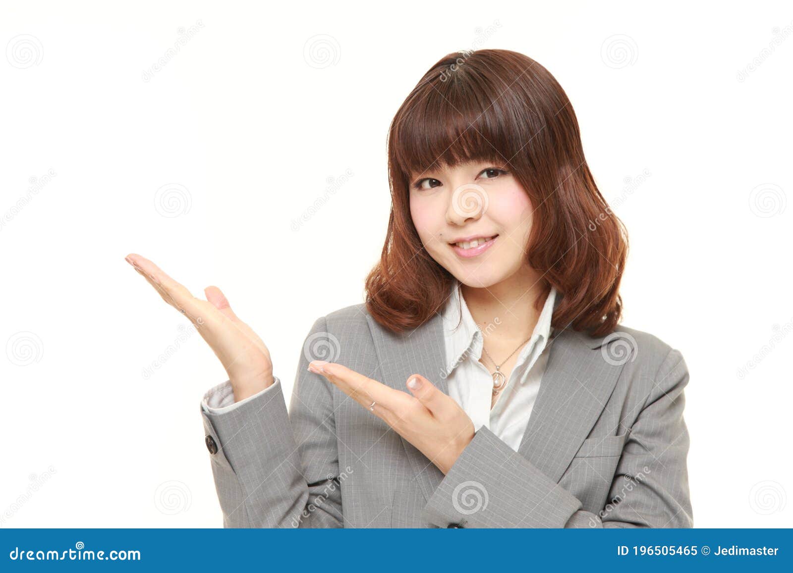 Young Japanese Woman Presenting Stock Image - Image of presenter ...