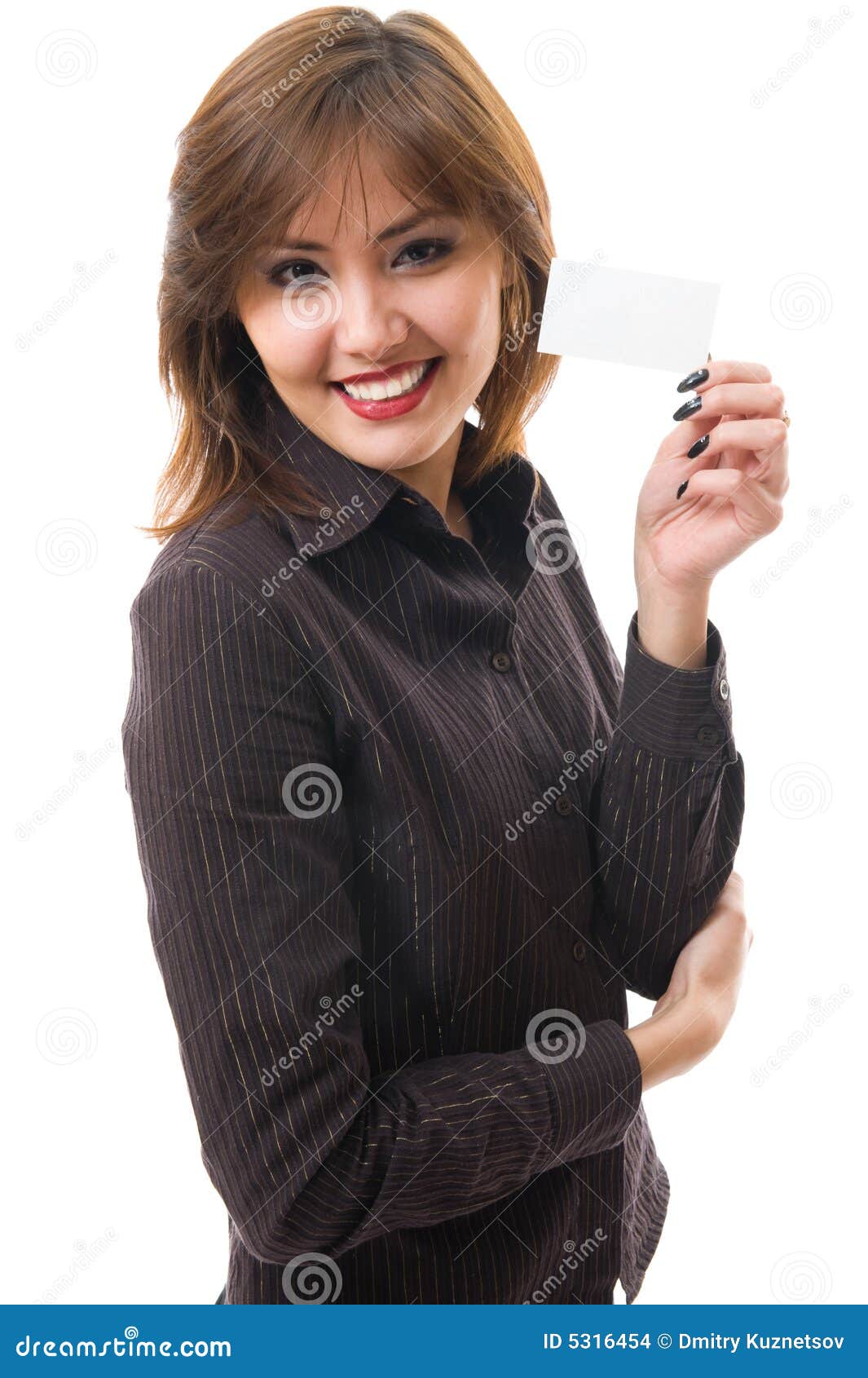 Young Japanese Woman with the Visiting Card. Stock Photo - Image of ...